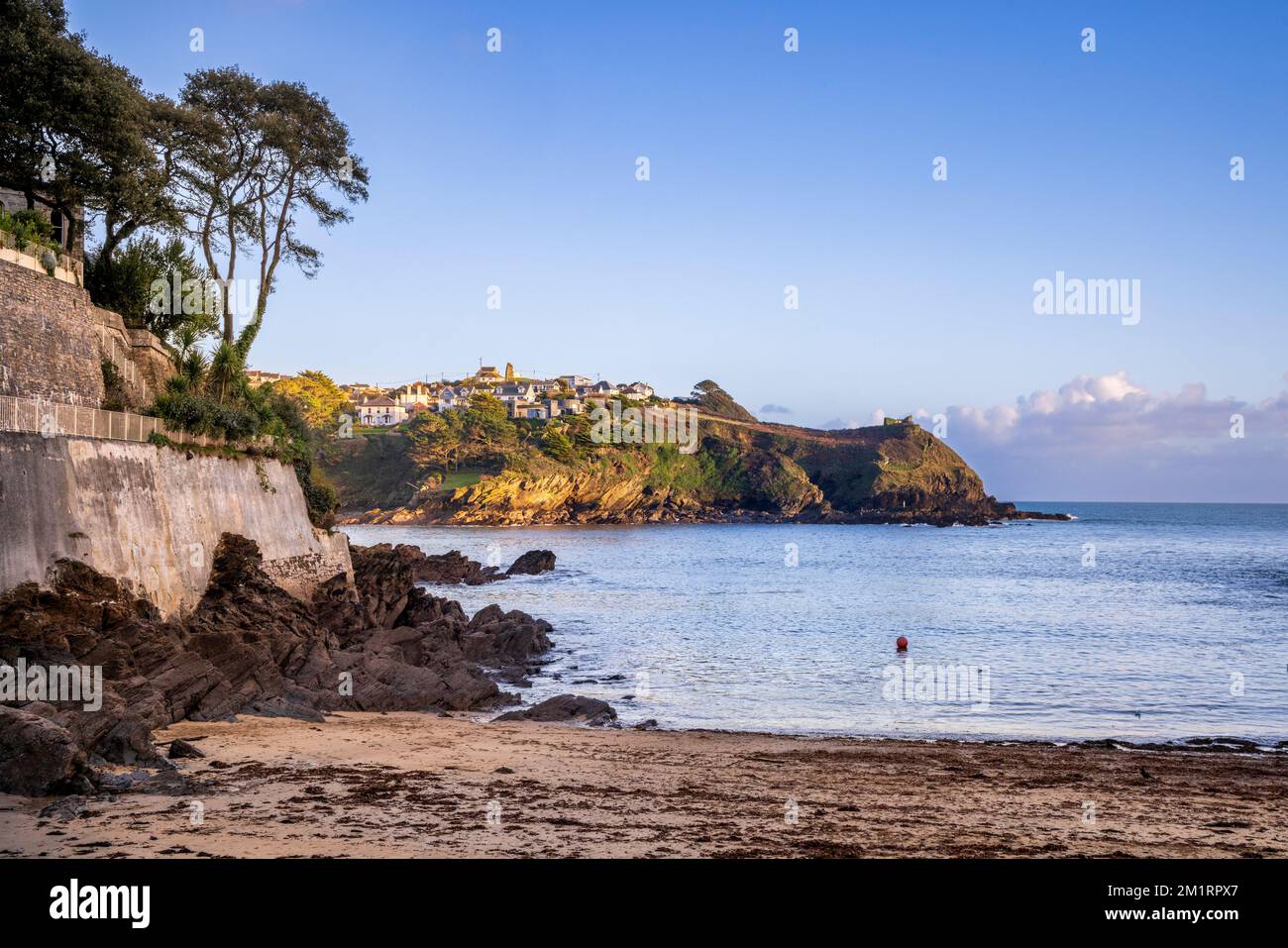 Polruan from Readymoney Beach in the winter, Fowey, Cornwall, England ...