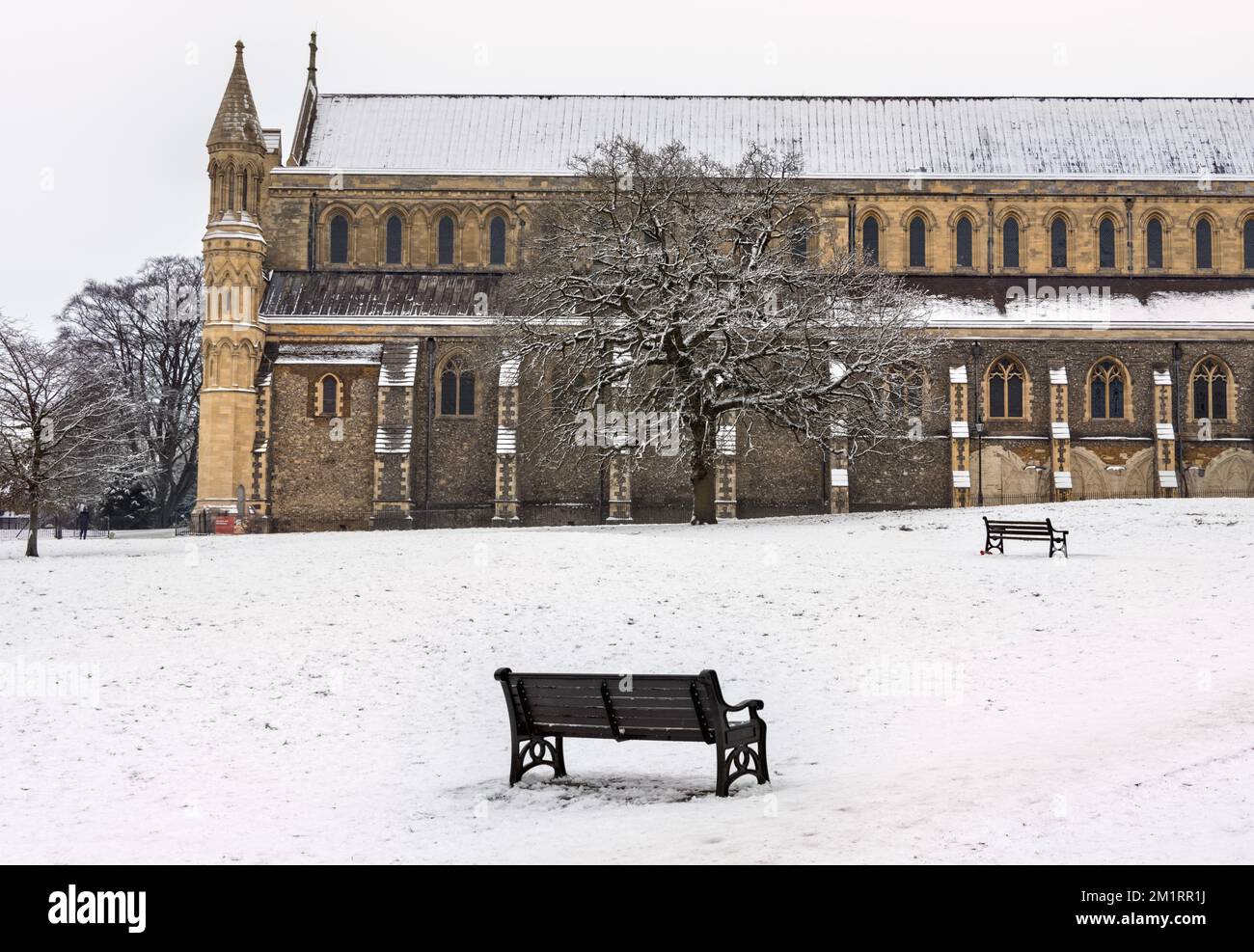 St. Albans Cathedral, also known as St. Albans Abbey, side elevation ...