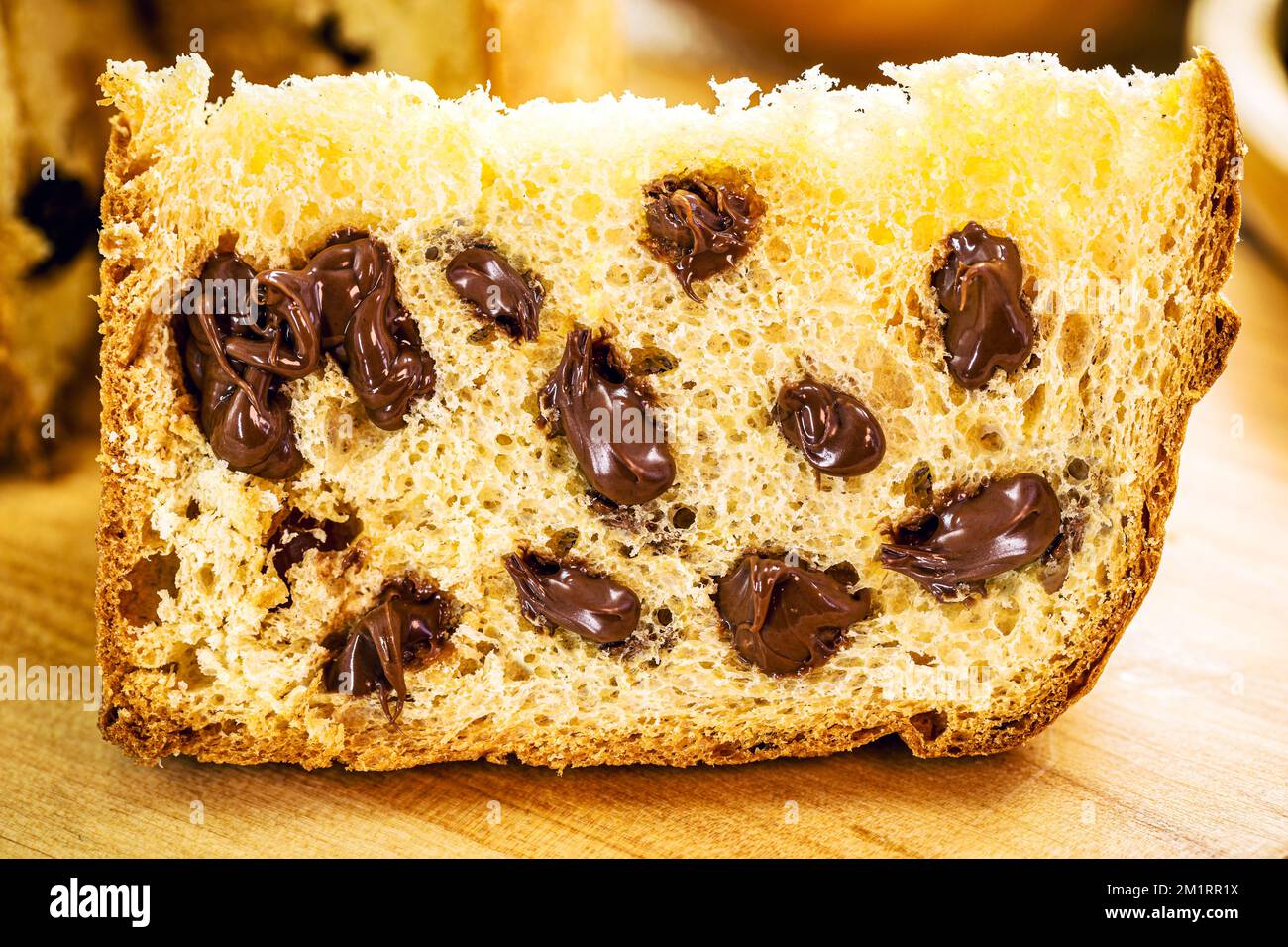 homemade panettone slice, with candied fruit, typical Christmas bread ...
