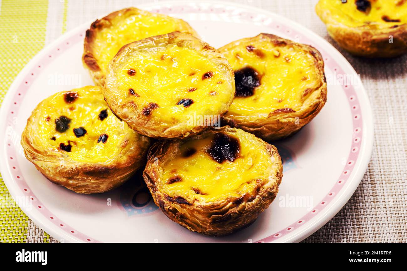 Portuguese Pastel de Nata, called Pastel de Belem, traditional ...