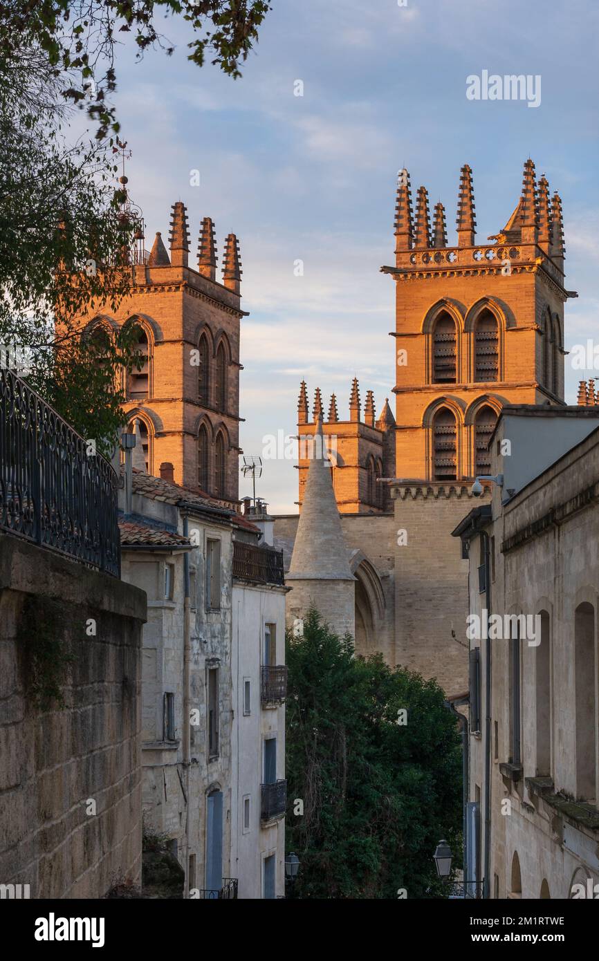 Landscape view at sunset of ancient historic landmark St Pierre or St ...