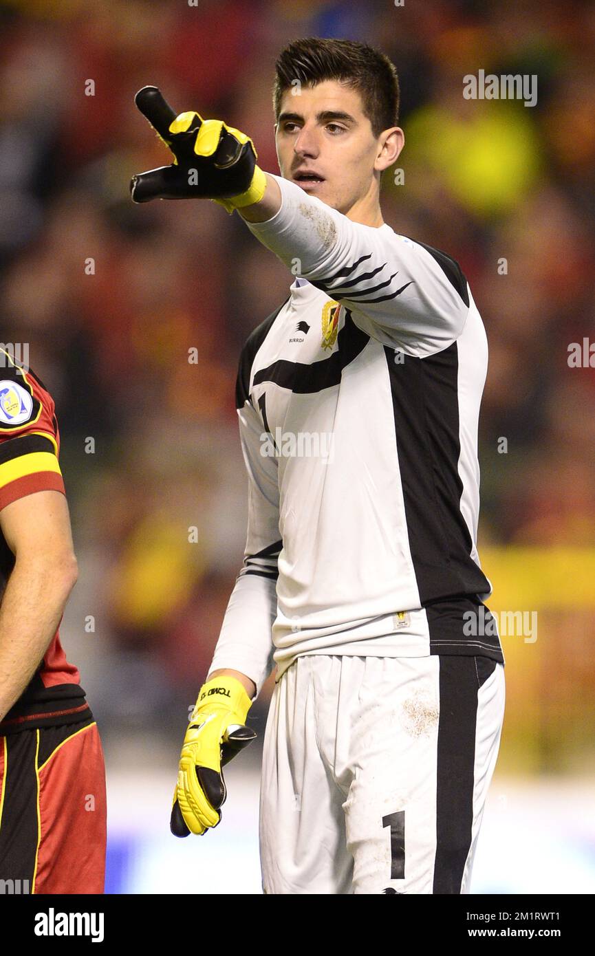 Belgium's goalkeeper Thibaut Courtois pictured during a the match ...