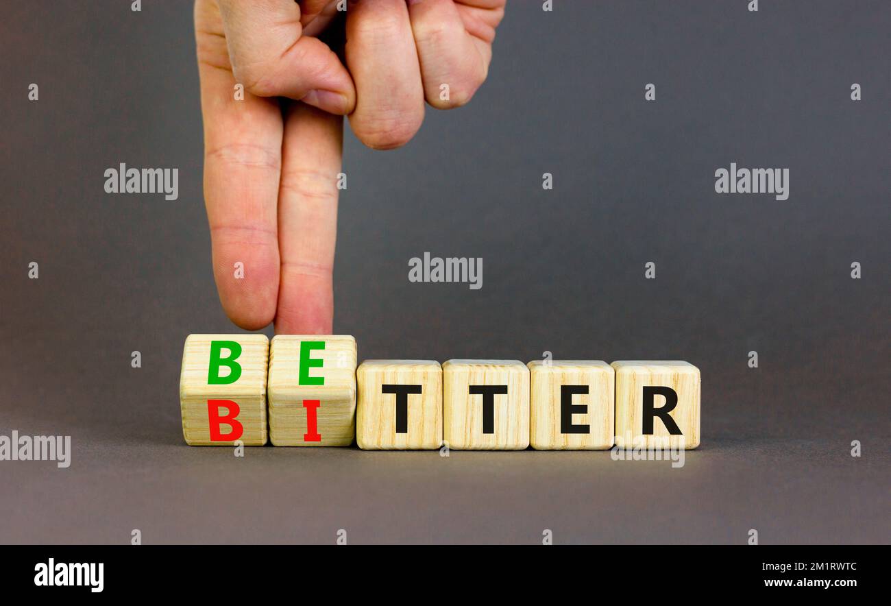 Better or bitter symbol. Concept word Better and Bitter on wooden cubes ...