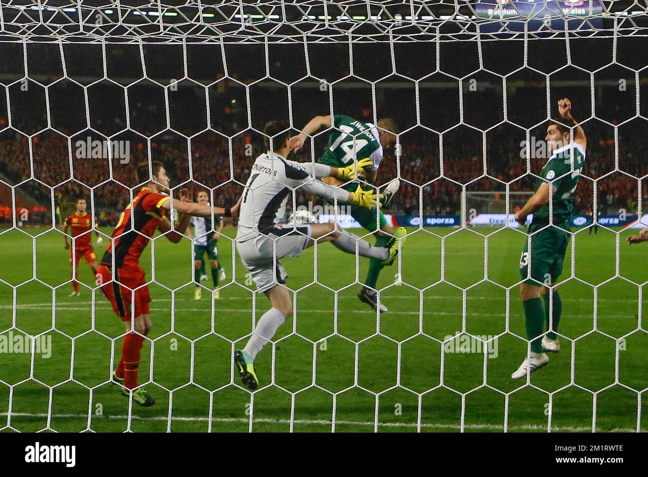 Belgium's goalkeeper Thibaut Courtois pictured during a the match ...