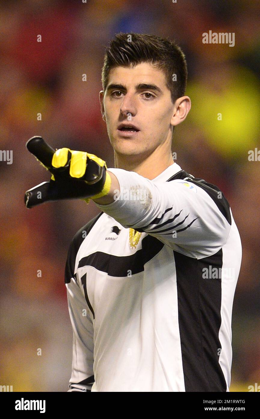 Belgium's goalkeeper Thibaut Courtois pictured during a the match ...