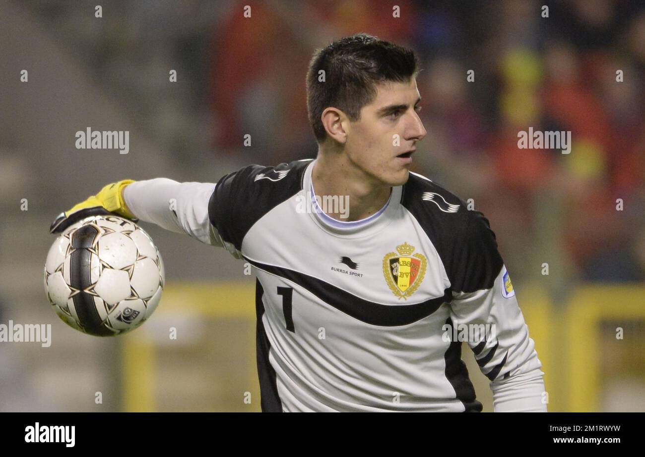 Belgium's goalkeeper Thibaut Courtois pictured during a the match ...