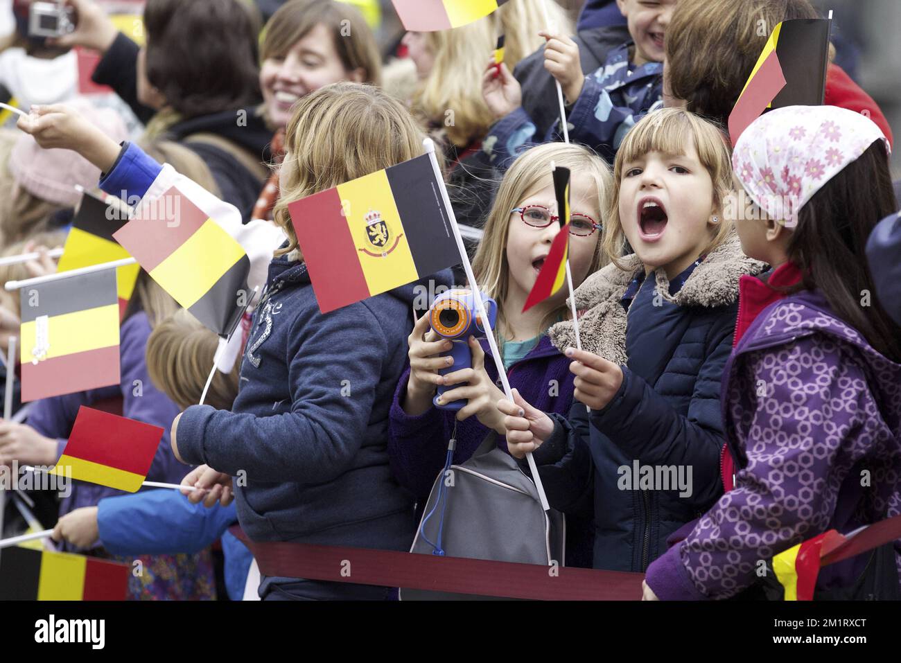 Children with Belgian flags pictured at the 'Joyous Entry - Blijde ...