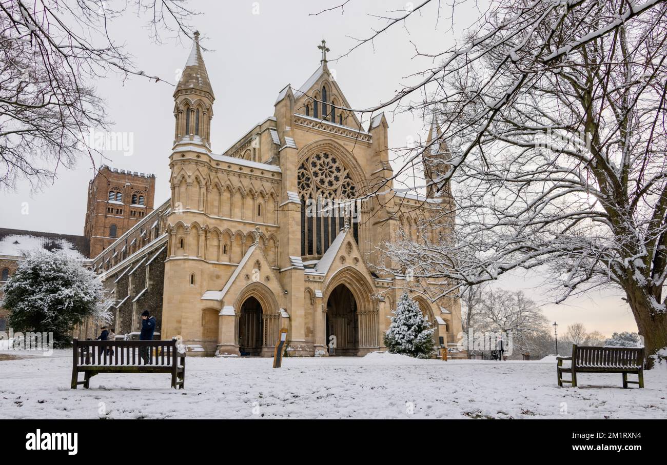 St. Albans Cathedral, also known as St. Albans Abbey - first snowfall ...