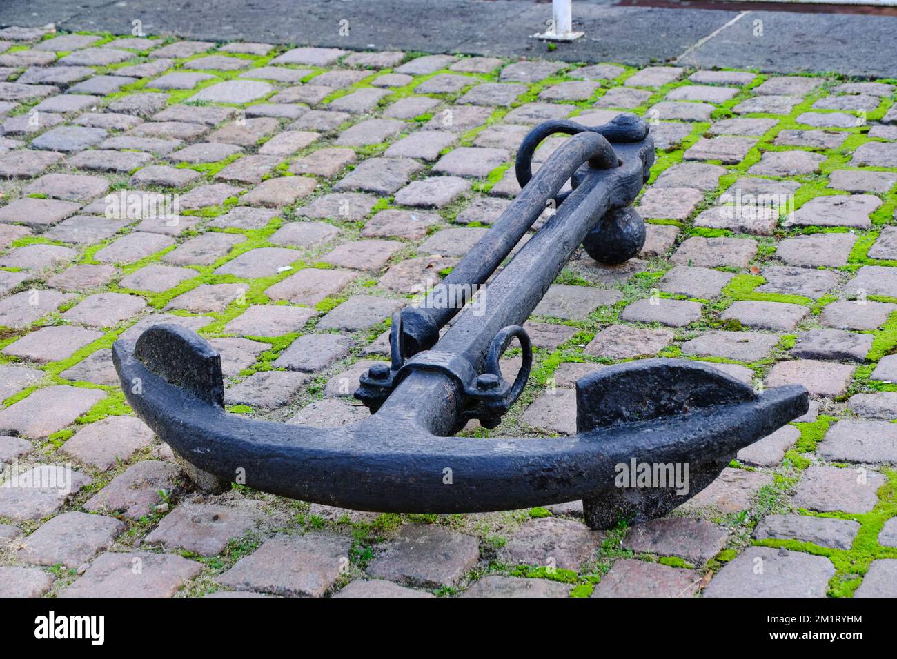 Old naval ship anchor on display Stock Photo - Alamy