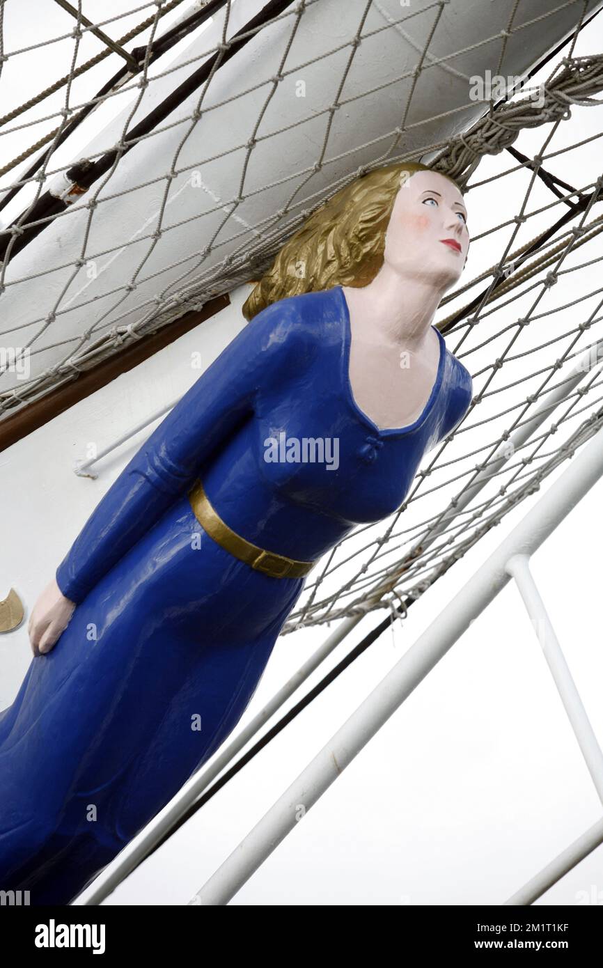 Norwegian tall ship Christian Radich figurehead Stock Photo - Alamy