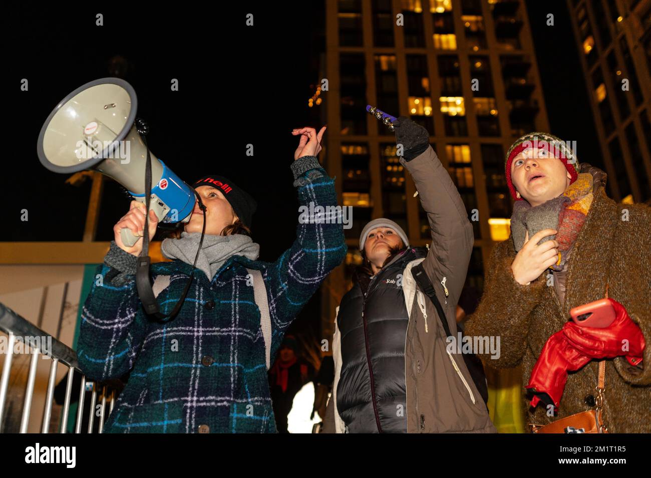 London, UK. 12 December 2022. Climate activists demonstrate outside ...