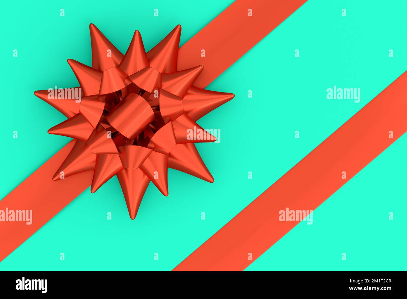 Realistic decorative bow or gift ribbon for gift box isolated on green ...