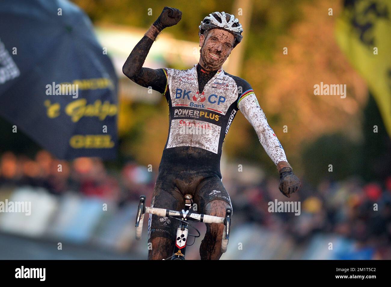 20131110 - HAMME, BELGIUM: Belgian Niels Albert celebrates as he ...