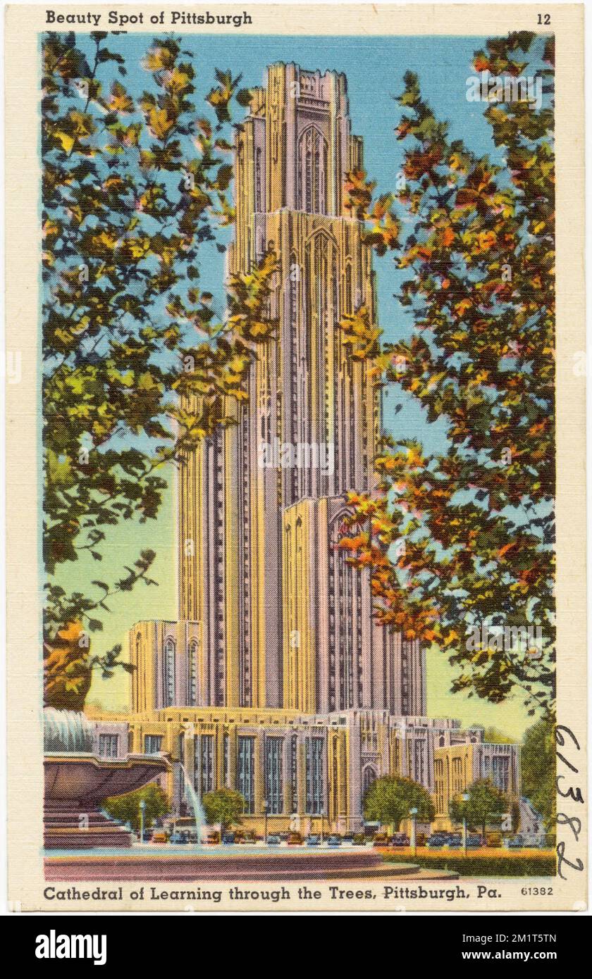 Beauty spot of Pittsburgh, Cathedral of Learning through the trees ...