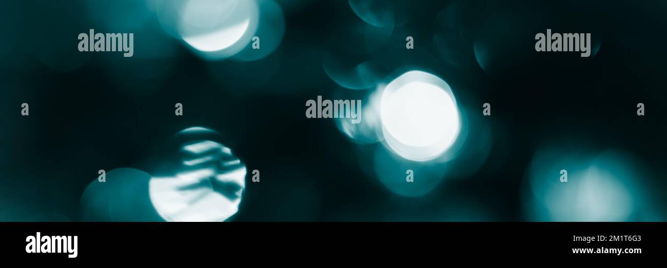 Blurred lights, dark blue background, banner texture. Abstract bokeh ...