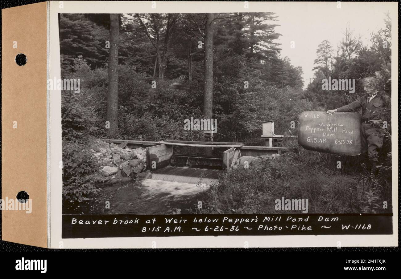 Beaver Brook at weir below Pepper's mill pond dam, Ware, Mass., 8:15 AM ...