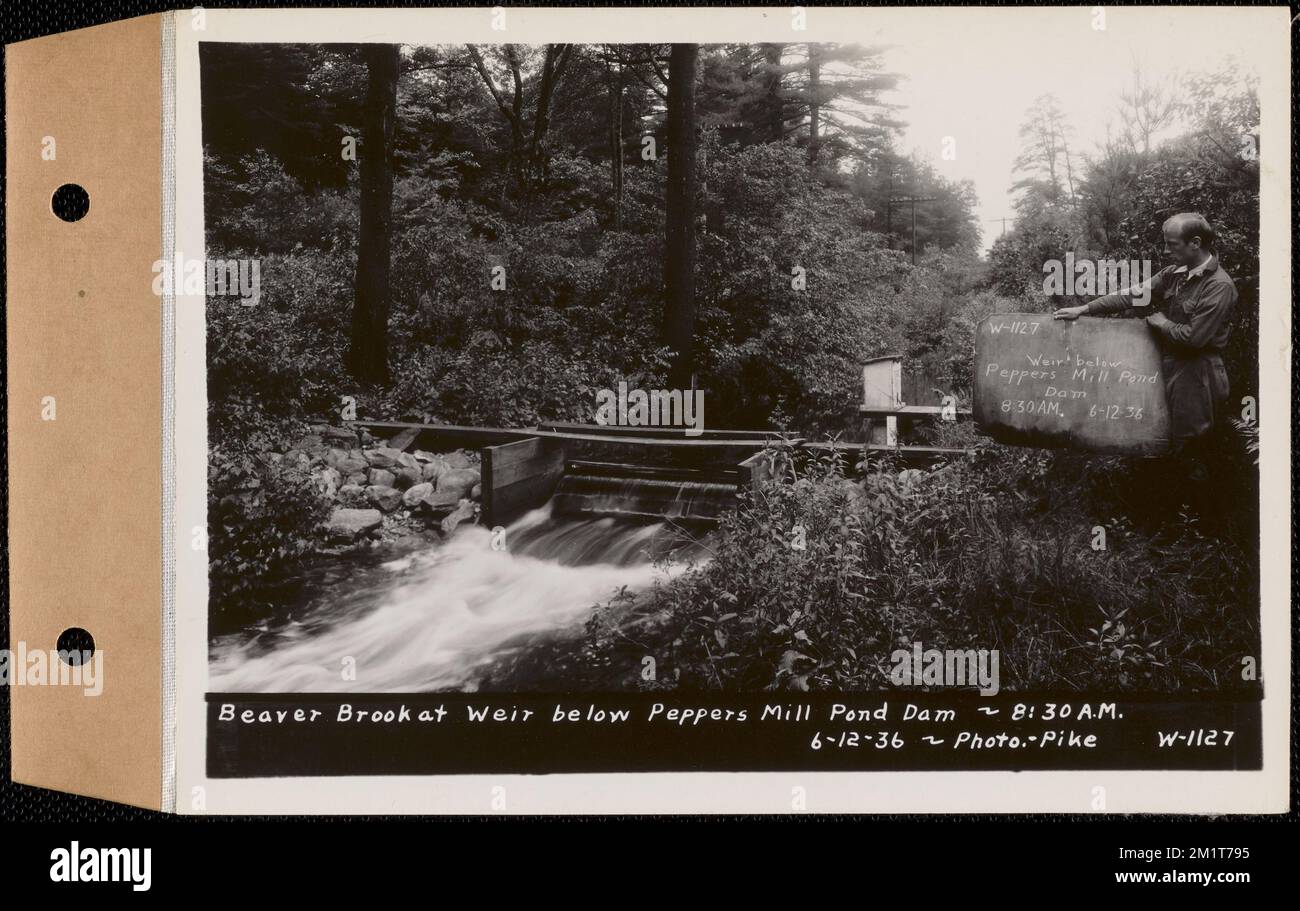 Beaver Brook at weir below Pepper's mill pond dam, Ware, Mass., 8:30 AM ...