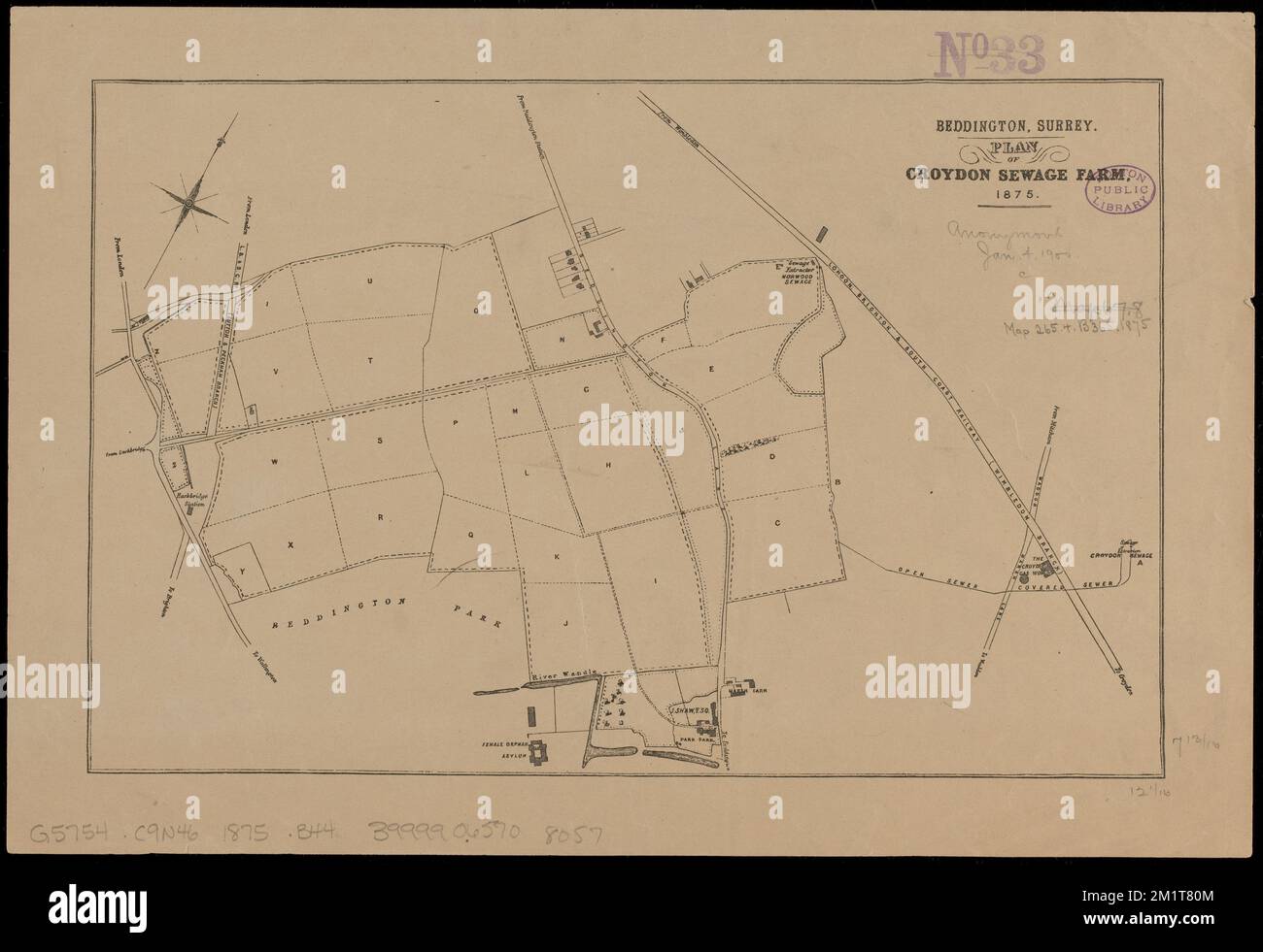 Beddington, Surrey : plan of Croydon sewage farm , Sewerage, England ...