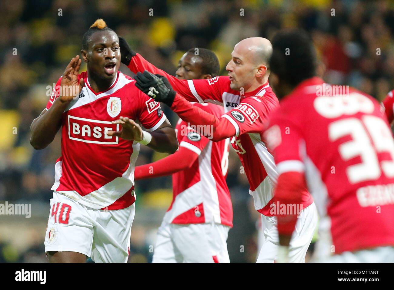 20131201 - LIER, BELGIUM: Standard's Paul-Jose Mpoku Ebunge celebrates ...