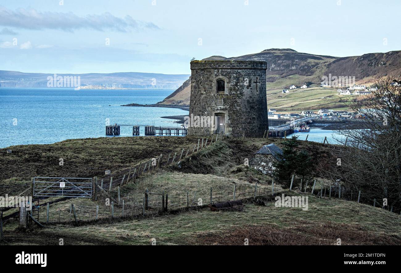 The ancient round tower at Uig on the Isle of Skye Stock Photo - Alamy