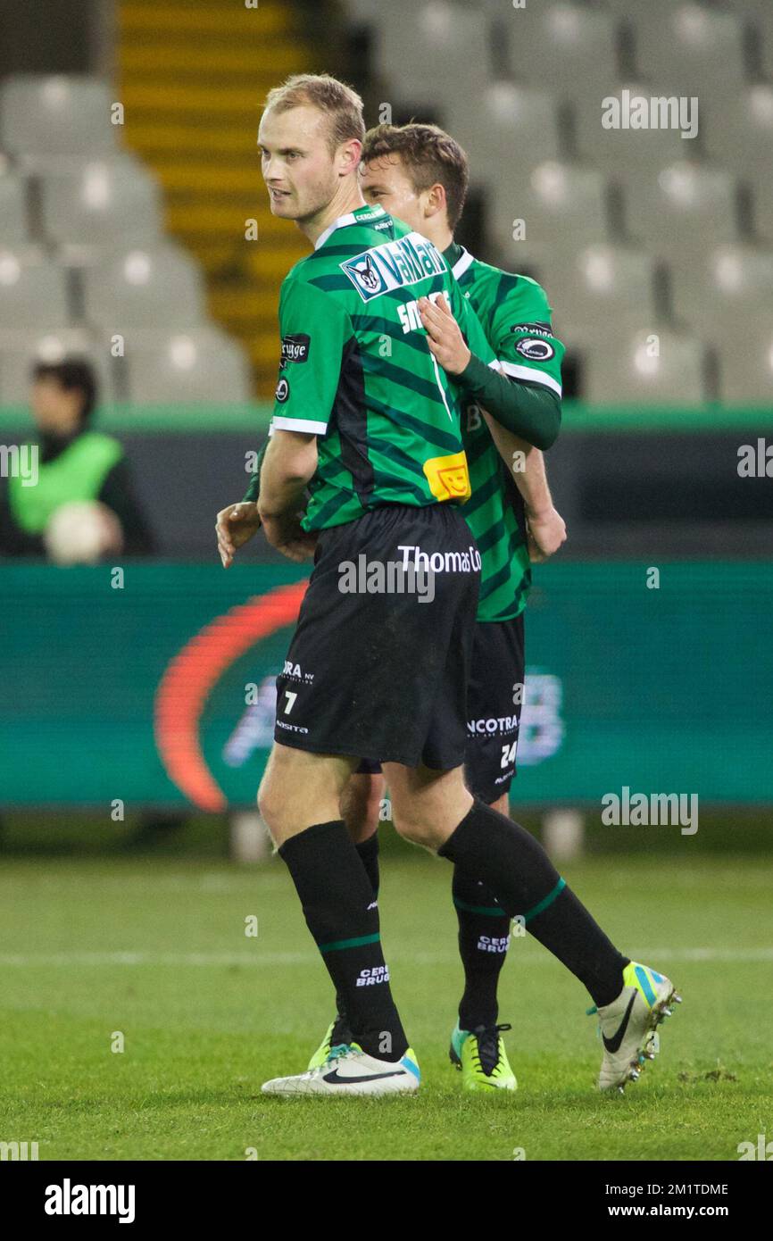 20131214 - BRUGGE, BELGIUM: Cercle's Tim Smolders celebrates after ...