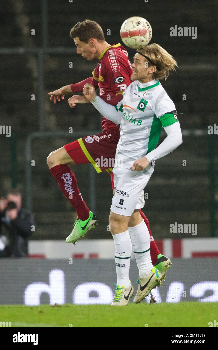 20131218 - WAREGEM, BELGIUM: Essevee's Raphale Caceres and Cercle's ...