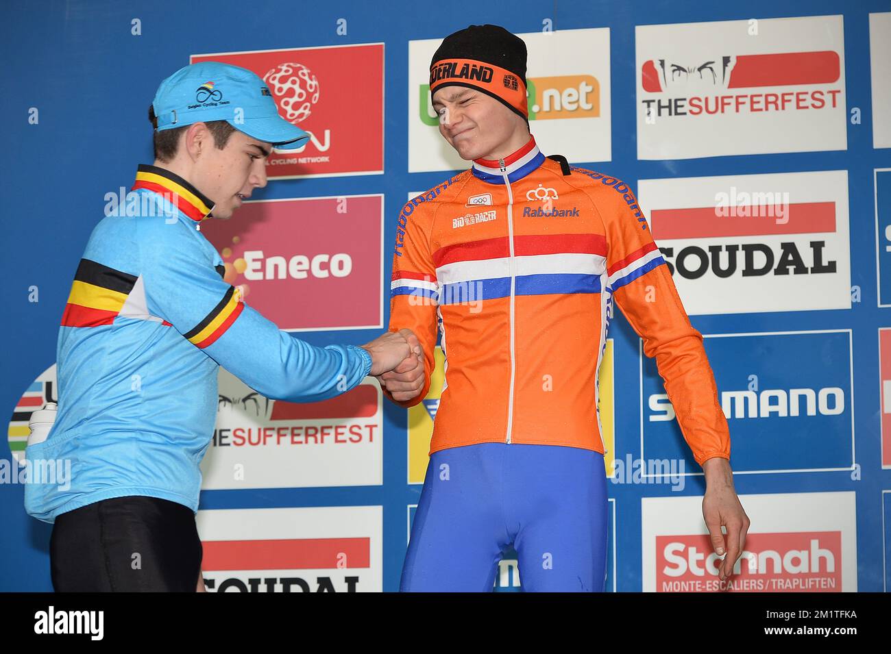 20131222 - NAMUR, BELGIUM: Dutch Mathieu Van Der Poel and Belgian Wout ...