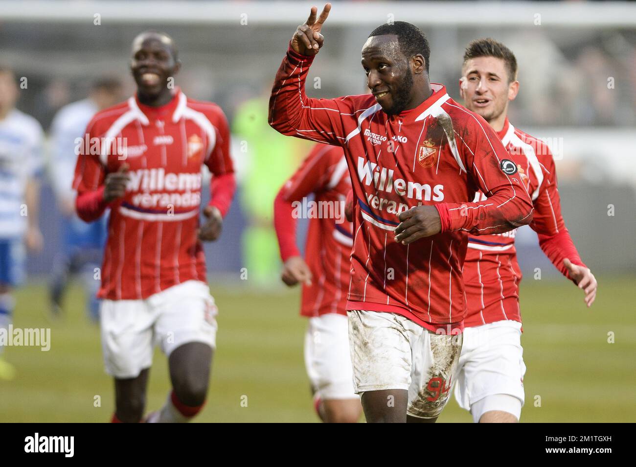 20131226 - MONS, BELGIUM: Mons' Richard Soumah celebrates after scoring ...