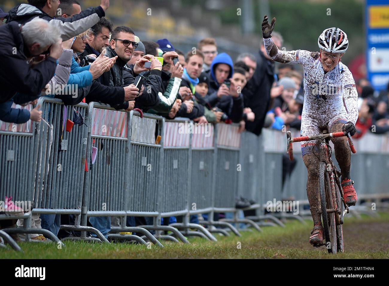20140105 - ROME, ITALY: US Katie Compton celebrates as she crosses the ...