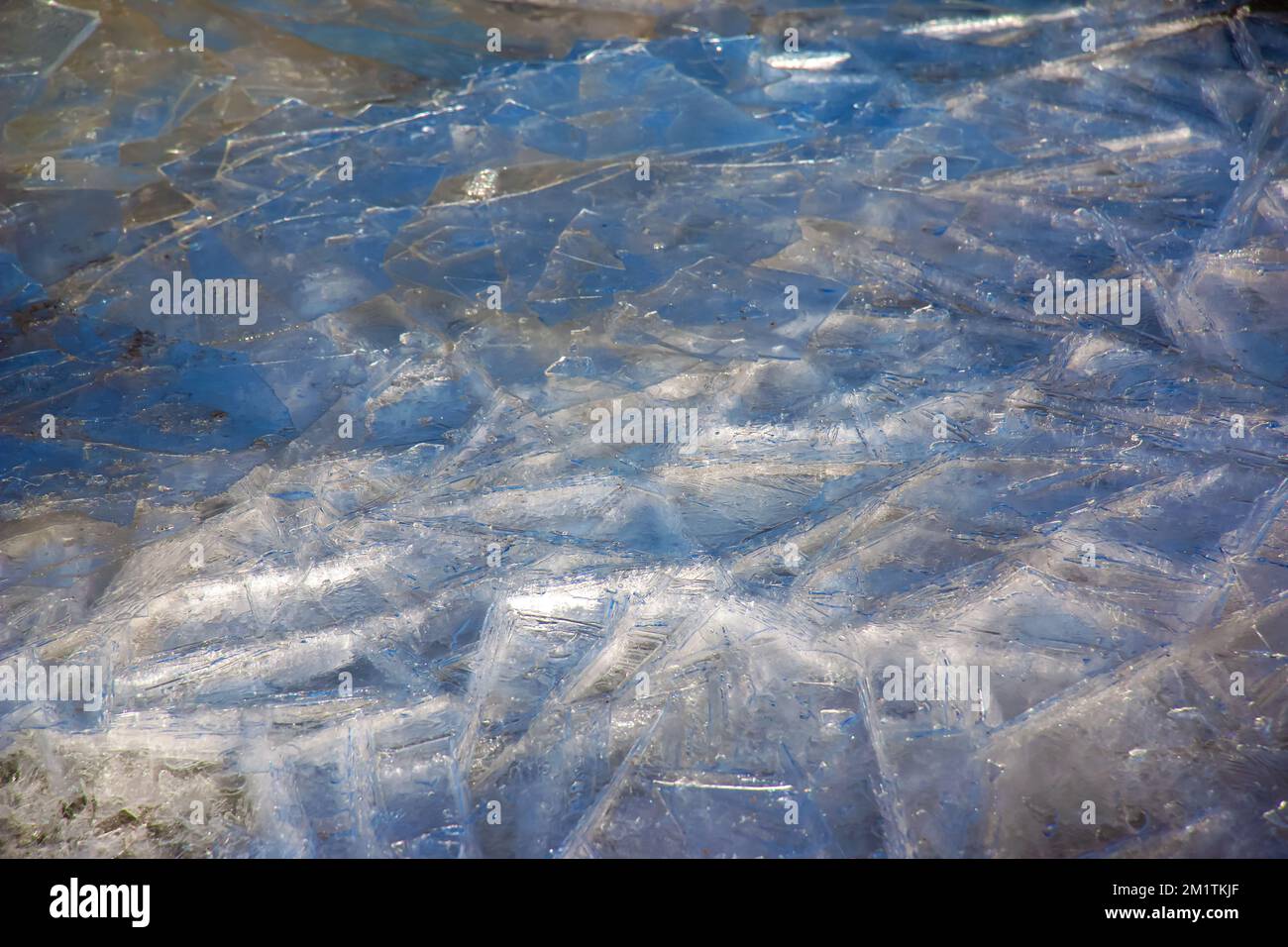Ice surface of the river. Texture of ice shards. Winter background ...