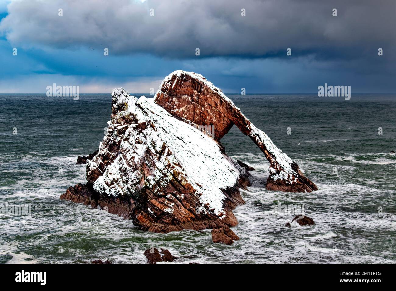 Bow Fiddle Rock Portknockie Moray Coast Scotland winter sky and rock ...