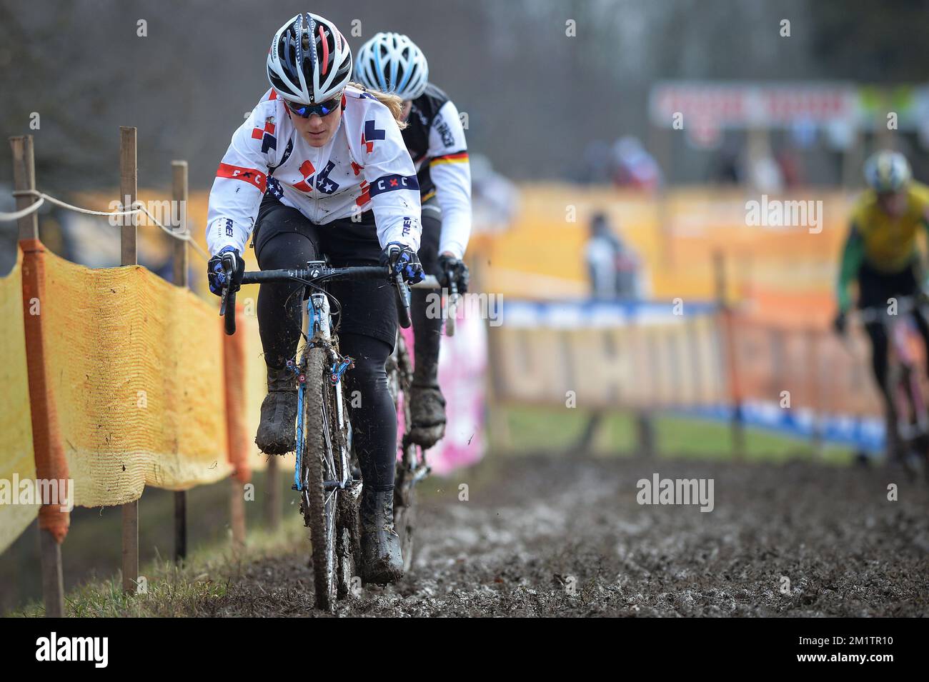 20140125 - NOMMAY, FRANCE: US Katie Compton in action during a training ...