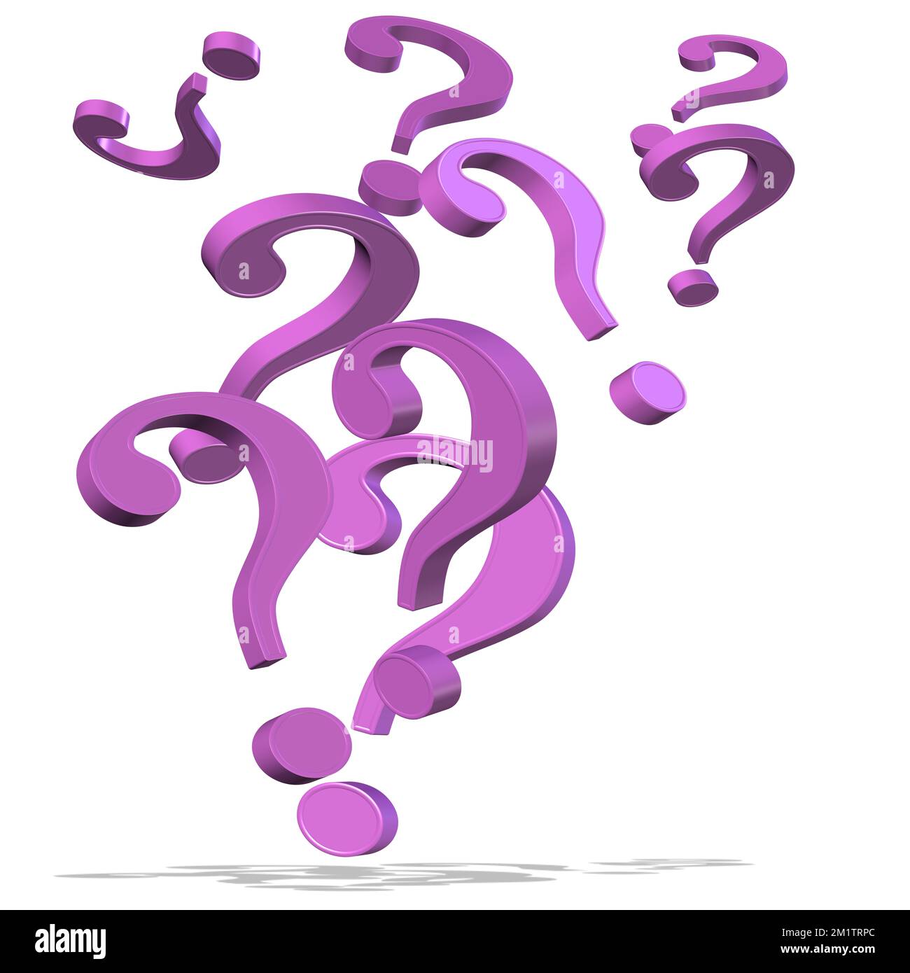 Many question marks isolated against white background, 3D illustration ...