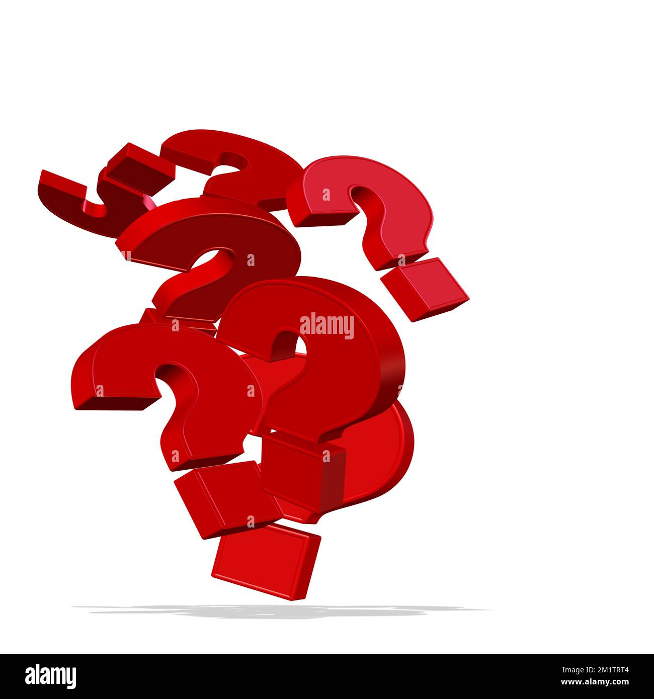 Many question marks isolated against white background, 3D illustration ...