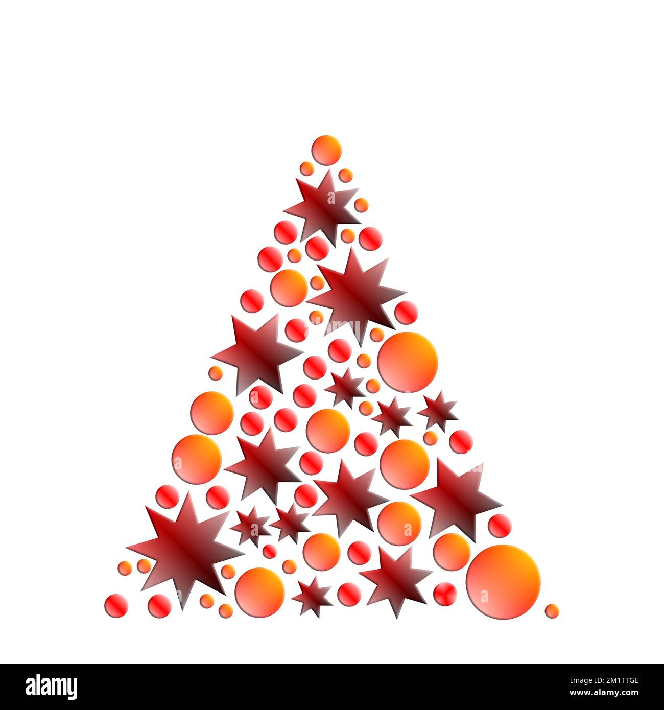 Christmas tree made of stars and balls against white background, 3D ...