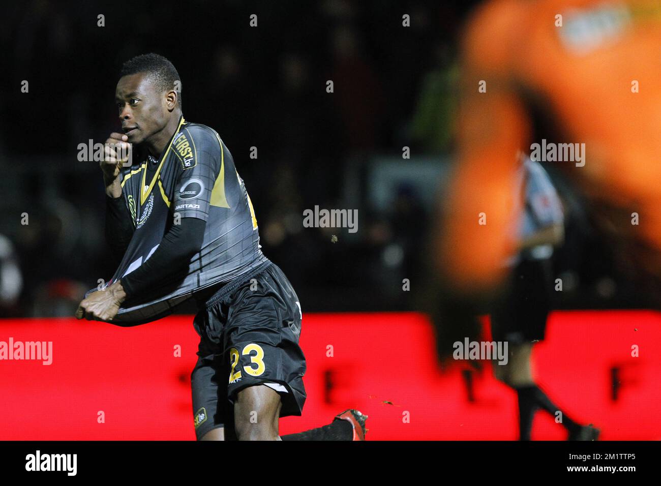 20140205 - OOSTENDE, BELGIUM: Oostende's Nyasha Mushekwi celebrates ...