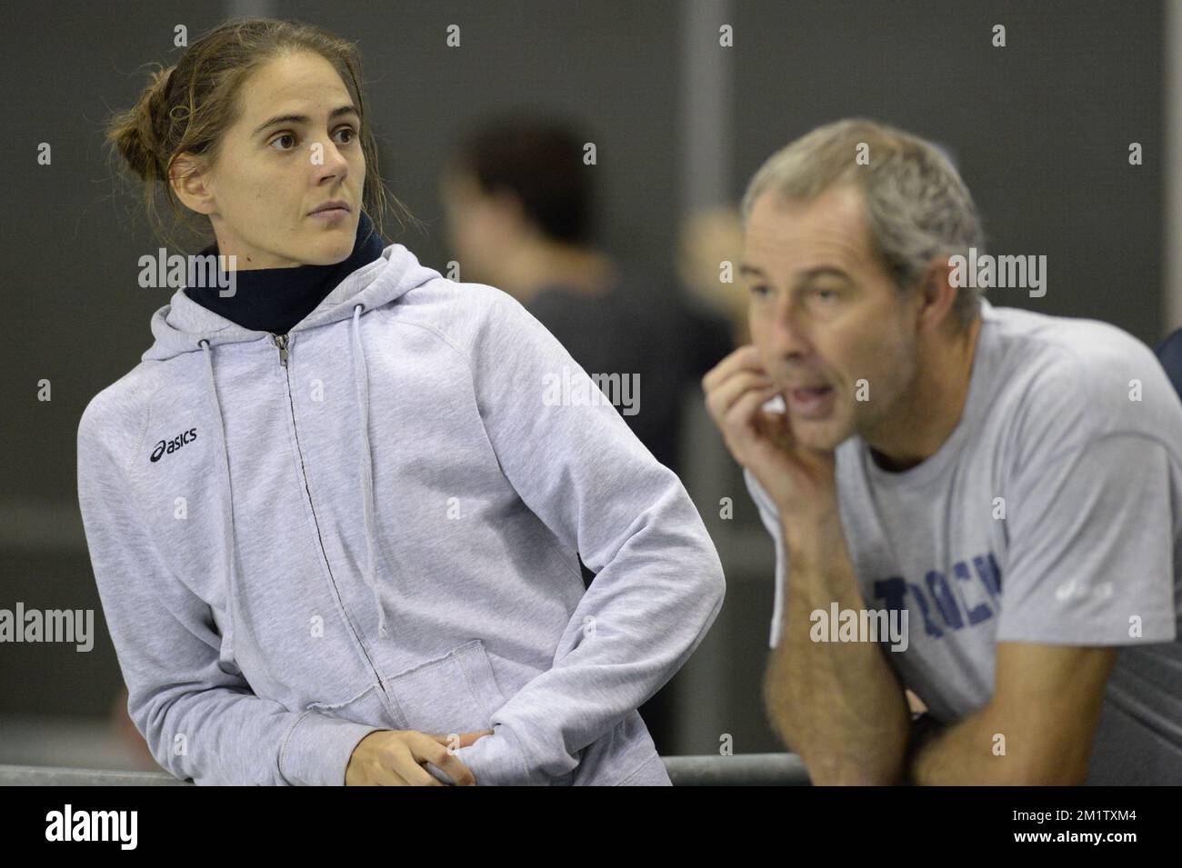 20140215 - GENT, BELGIUM: Belgian athlete Sara Aerts pictured with and ...