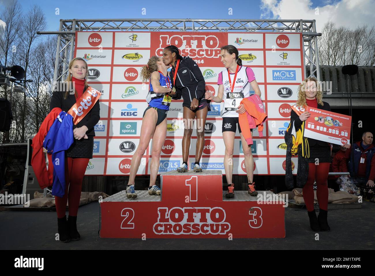 20140216 - HANNUT, BELGIUM: Belgian Veerle Dejaeghere, Belete Almensch ...