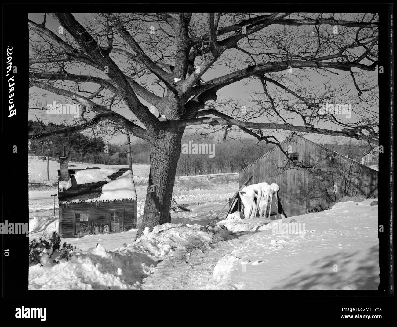 Beverly, snow scene , Trees, Buildings, Snow. Samuel Chamberlain ...