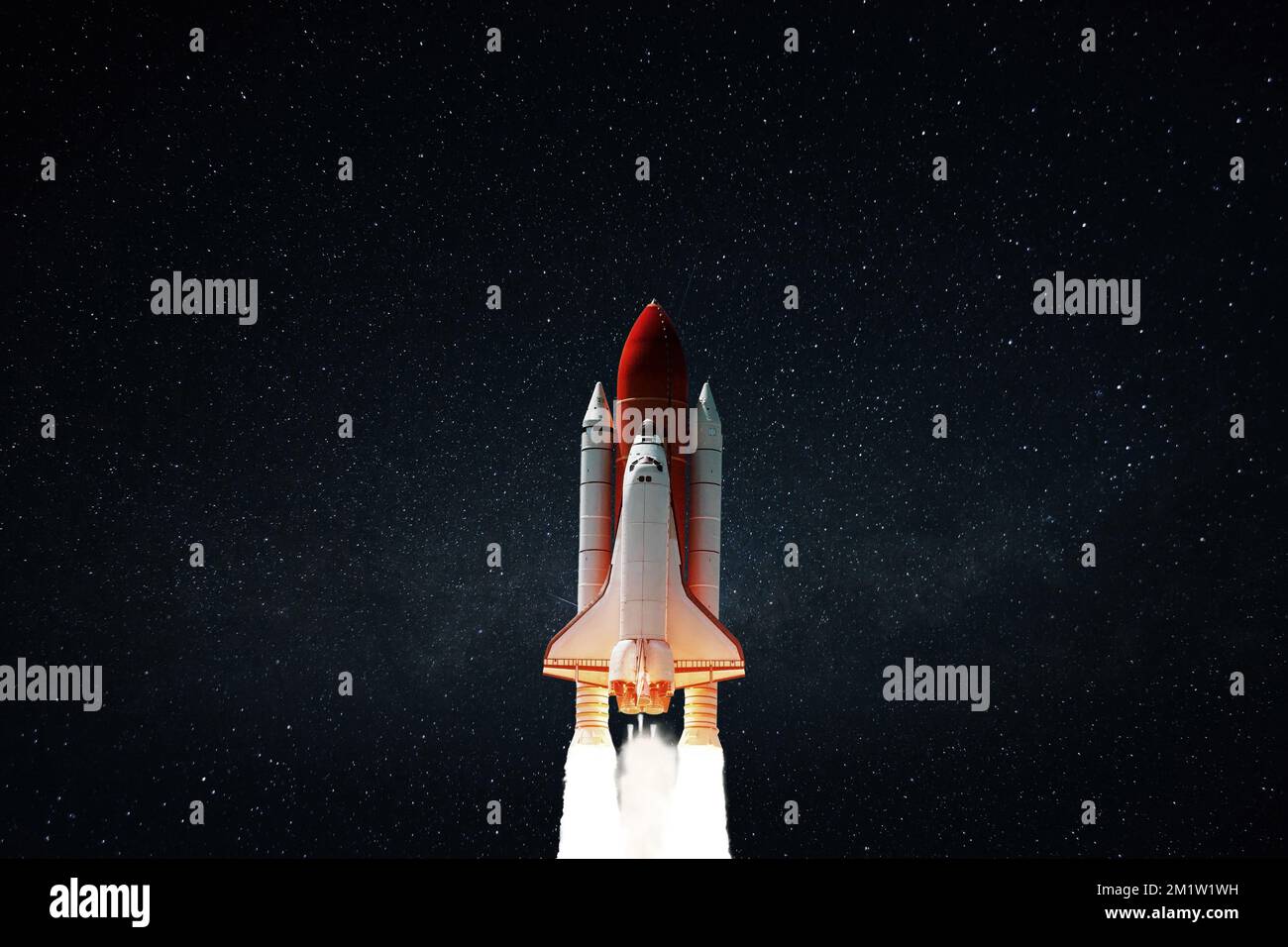 New space shuttle rocket with blast successfully takes off into the ...