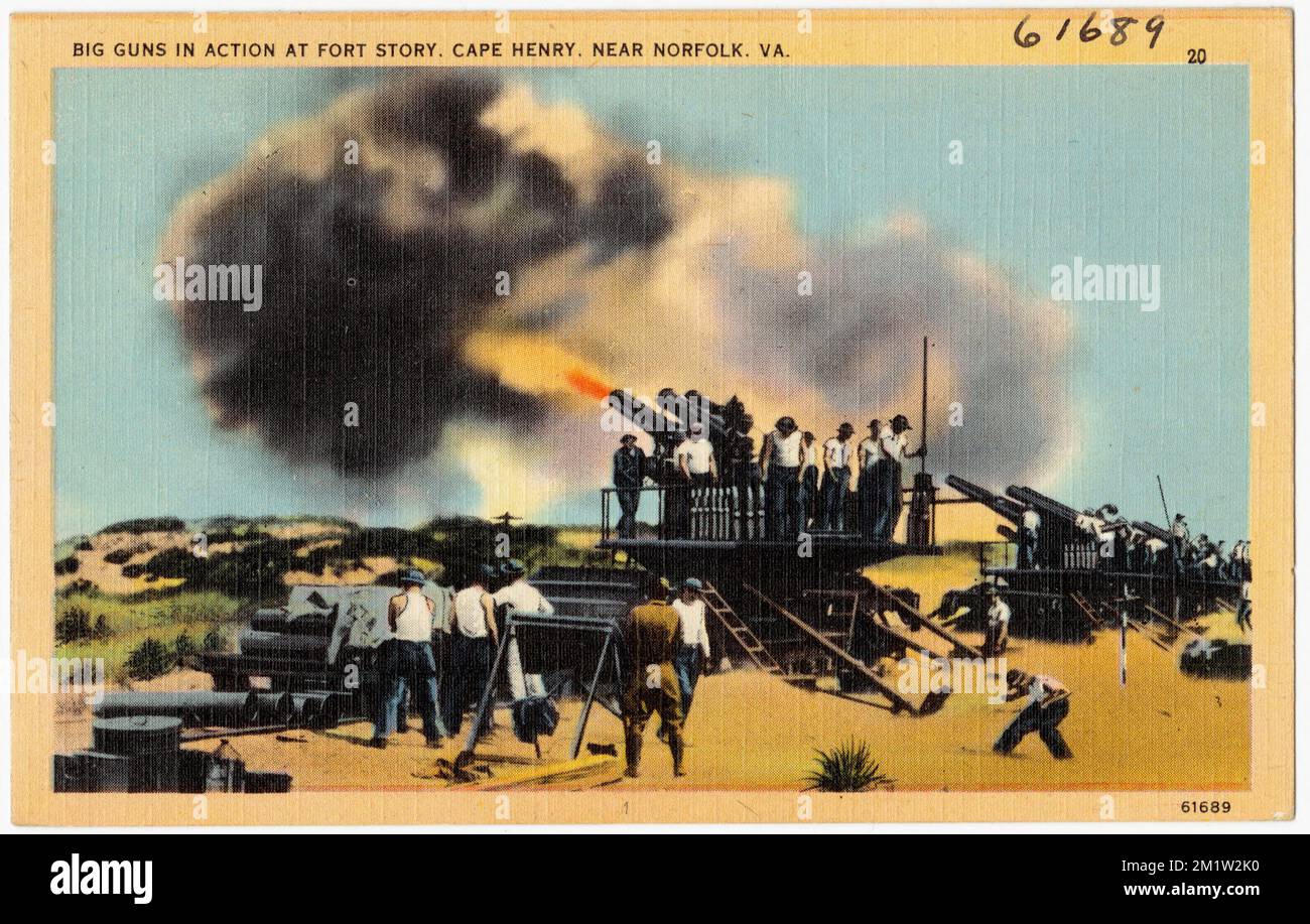 Big guns in action at Fort Story, Cape Henry, near Norfolk, VA ...