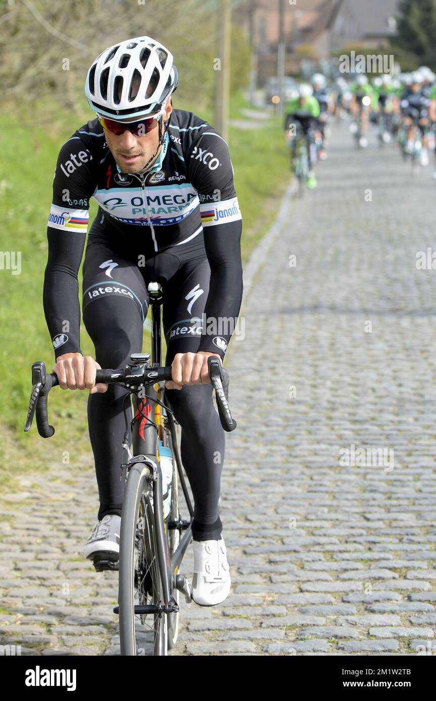 Belgian Tom Boonen of team Omega Pharma - Quick Step pictured in action ...