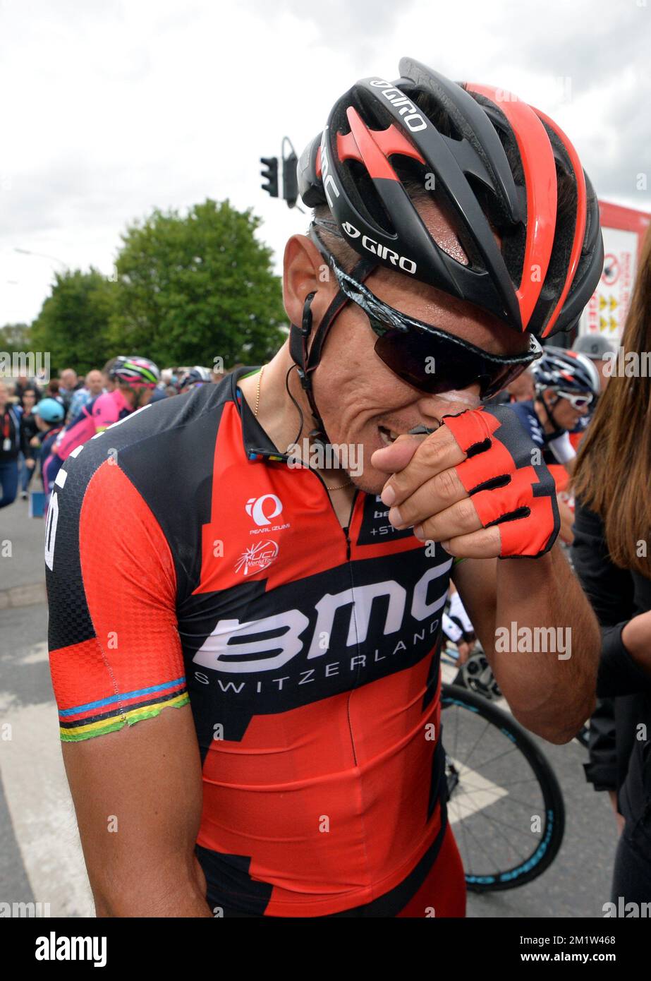 Belgian Philippe Gilbert of BMC Racing Team reacts after he finished ...