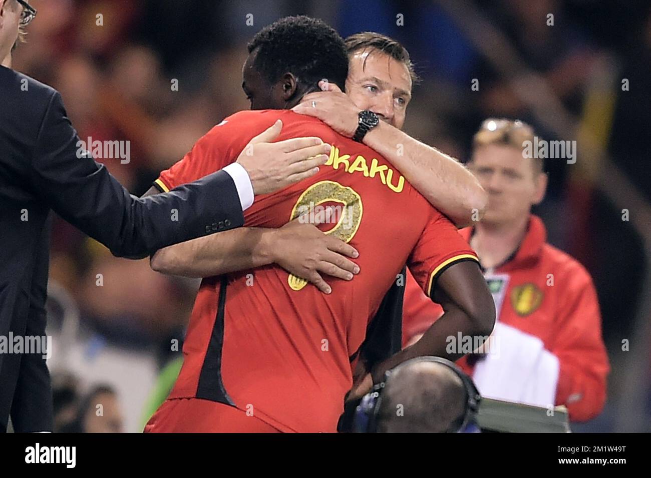 Belgium's Romelu Lukaku and Belgium's head coach Marc Wilmots Stock ...