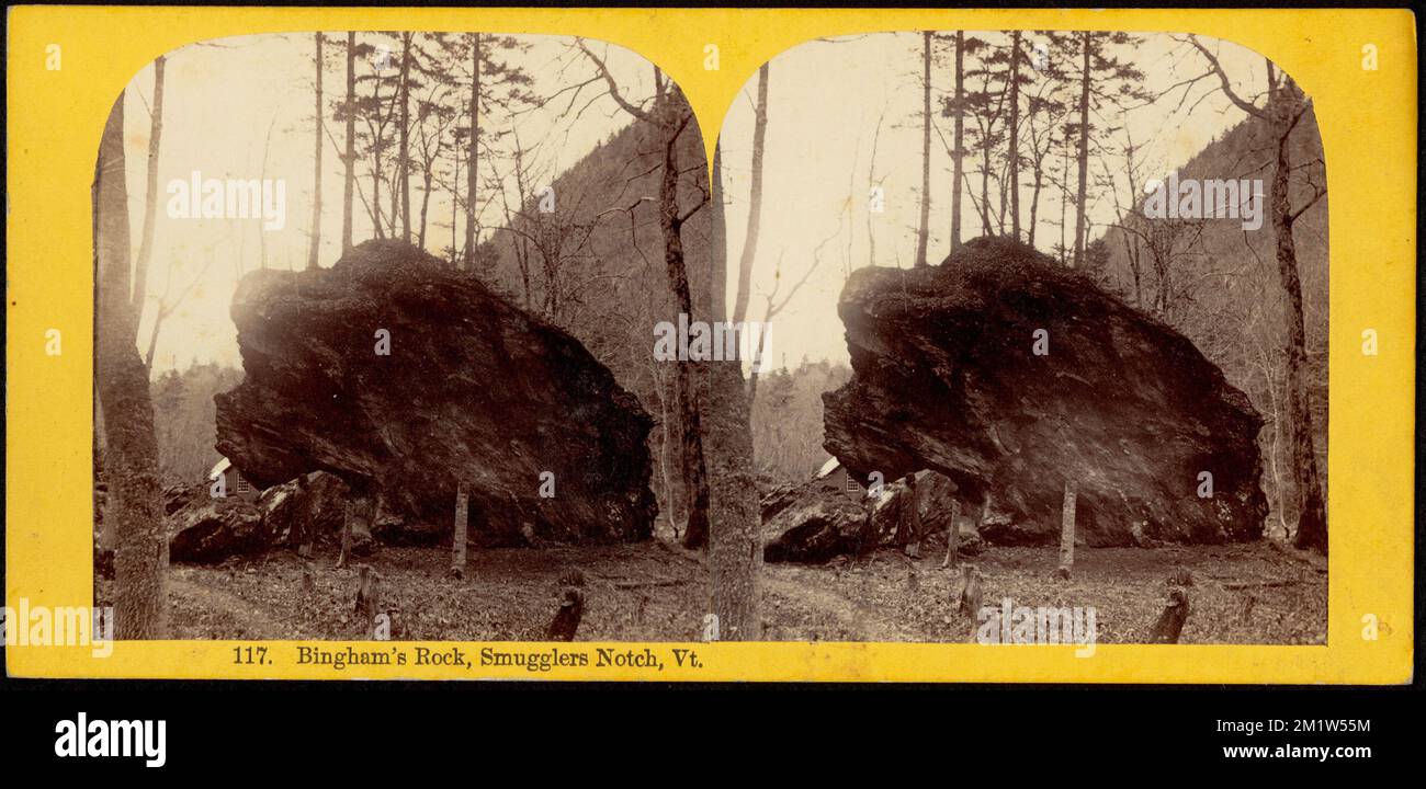 Bingham's Rock, Smugglers Notch, Vt. , Boulders, Passes Landforms ...