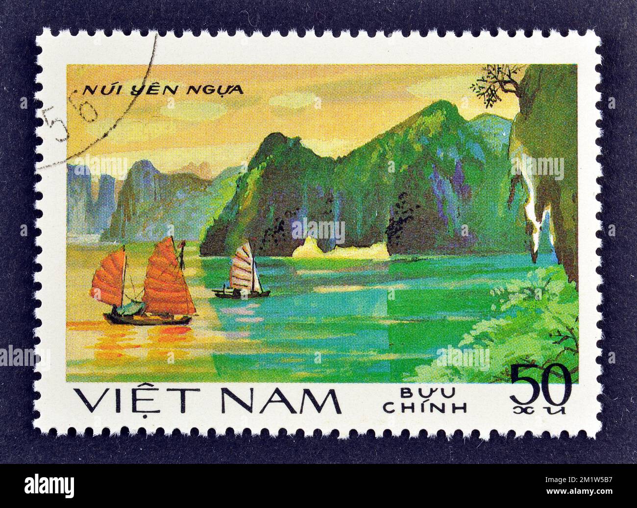 Cancelled postage stamp printed by Vietnam, that shows Yen-ngua ...