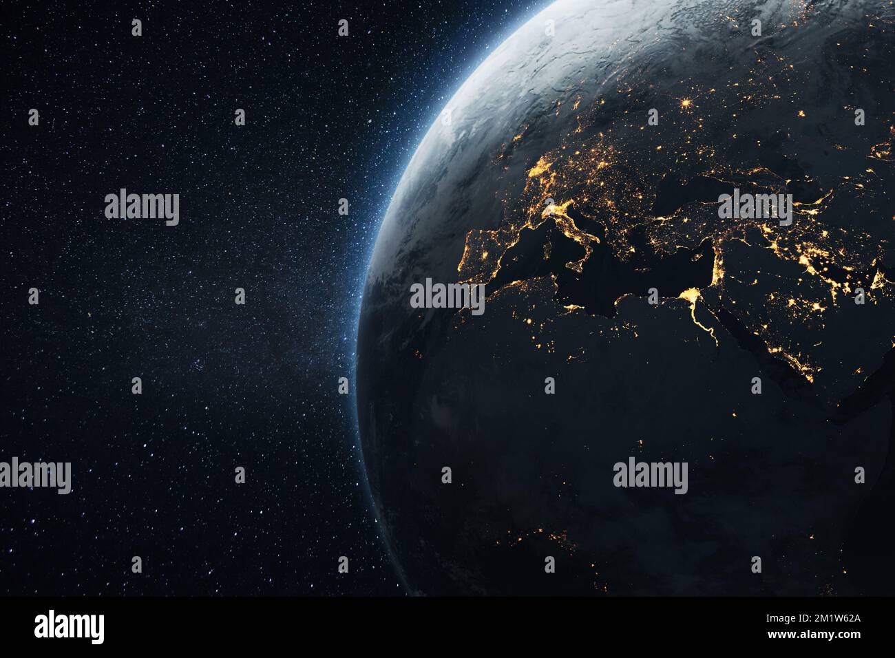 Amazing night planet Earth with Europe, Africa and Eastern countries ...