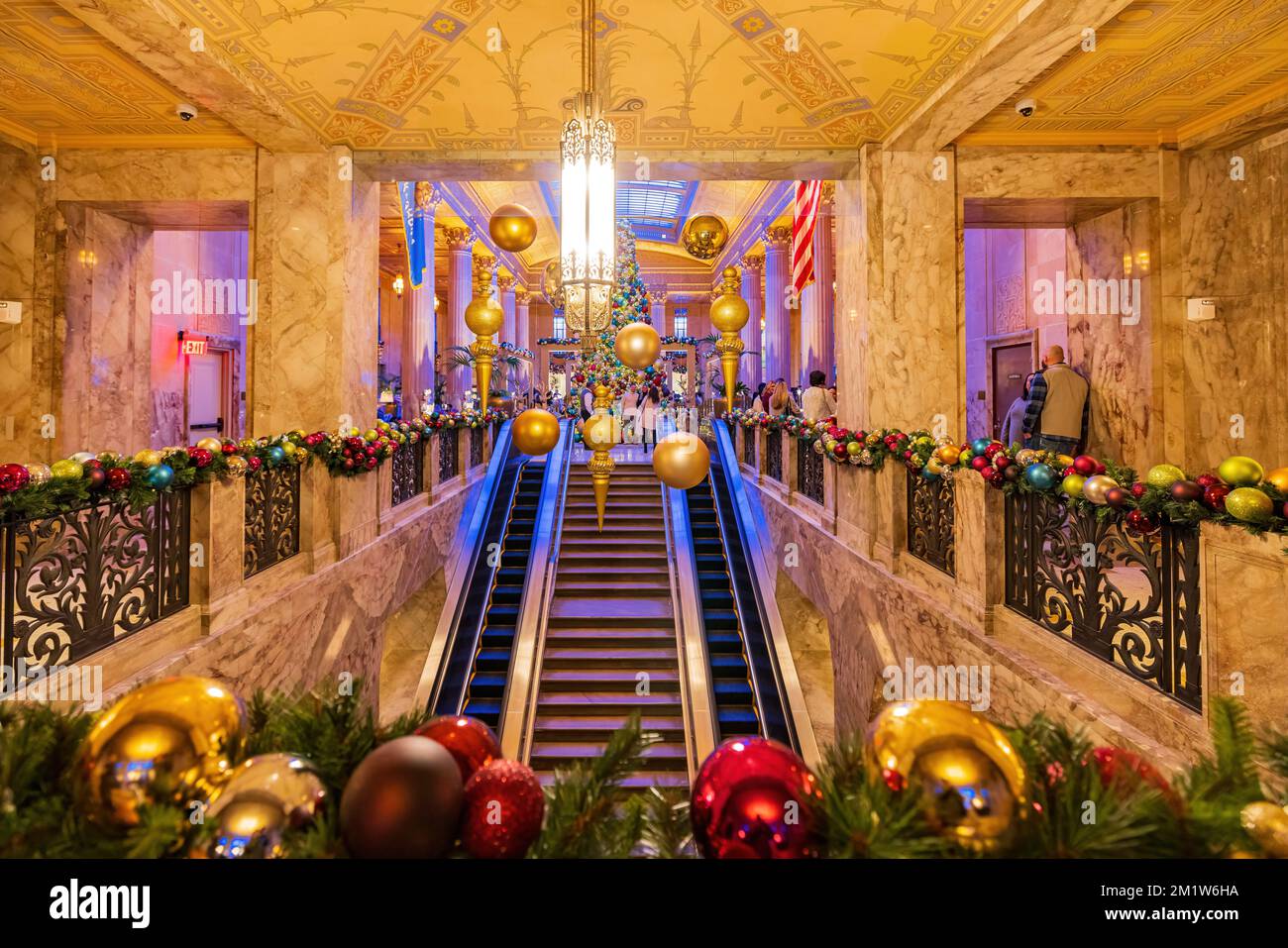 Oklahoma, DEC 11 2022 - The beautiful Christmas decorations inside the ...