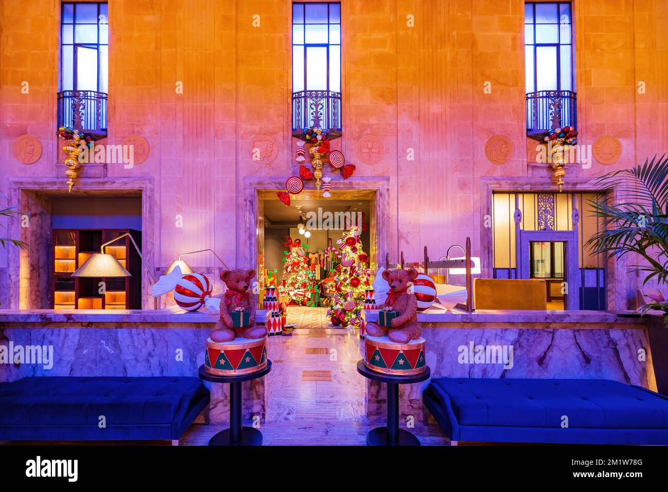 Oklahoma, DEC 11 2022 - The beautiful Christmas decorations inside the ...