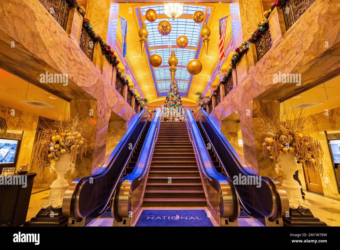 Oklahoma, DEC 11 2022 - The beautiful Christmas decorations inside the ...